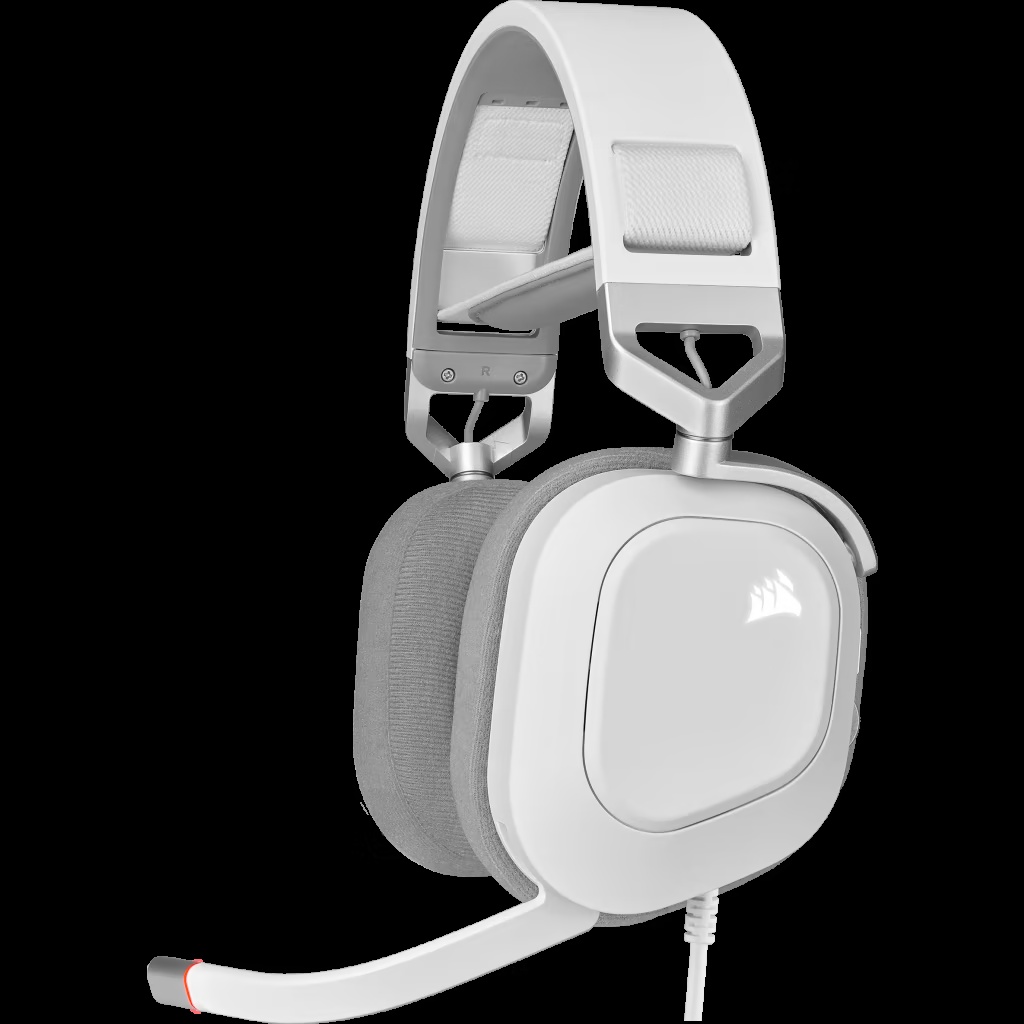 HS80 RGB USB Wired Gaming Headset â White - CORSAIR