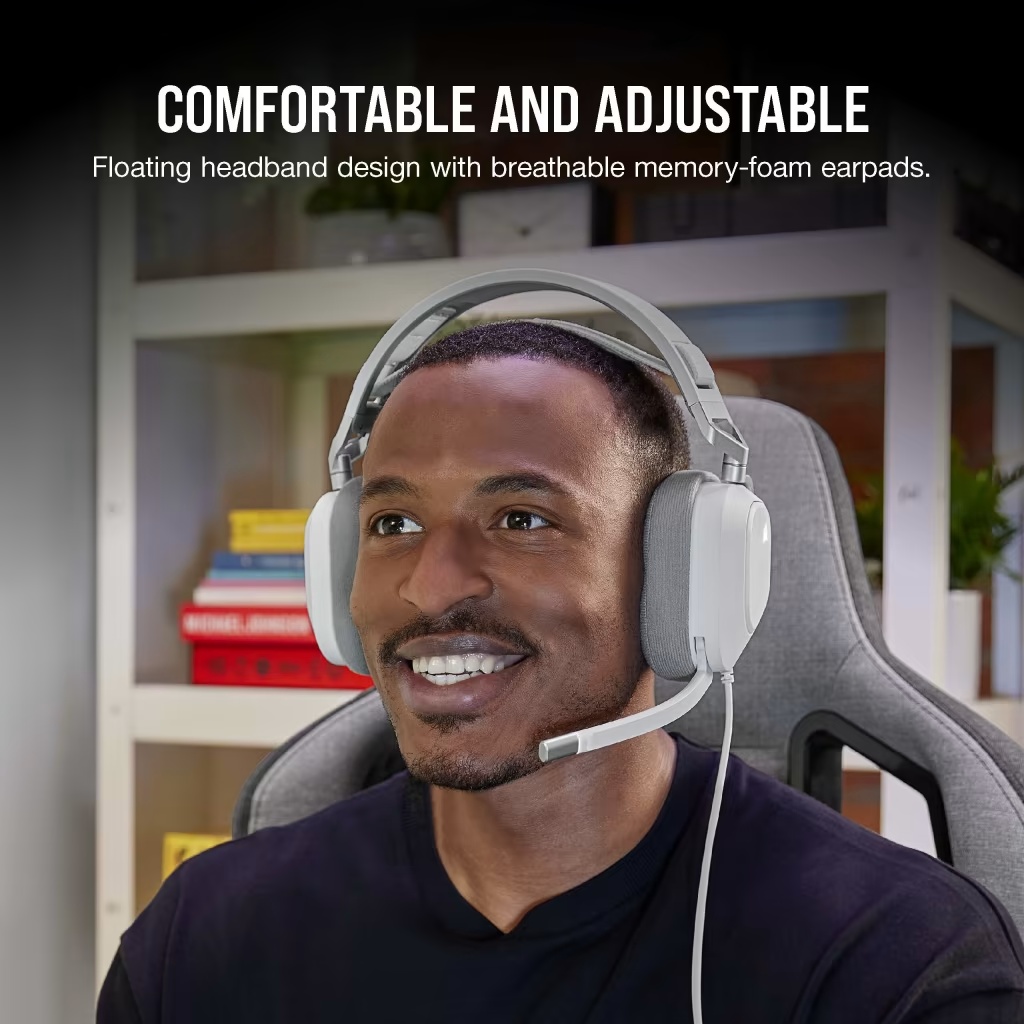 HS80 RGB USB Wired Gaming Headset â White - CORSAIR