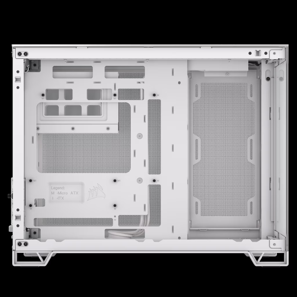 2500X Micro ATX Dual Chamber PC Case - White/Satin Gray Aluminum - CORSAIR