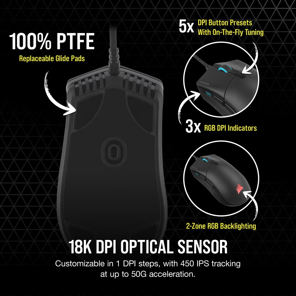 SABRE RGB PRO CHAMPION SERIES Ultra-Light FPS/MOBA Gaming Mouse - CORSAIR